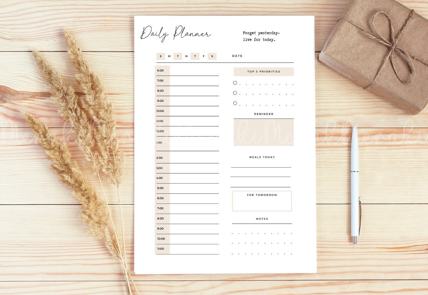2024 Daily Planner Printable, Minimalist Daily Schedule, Day at a ...