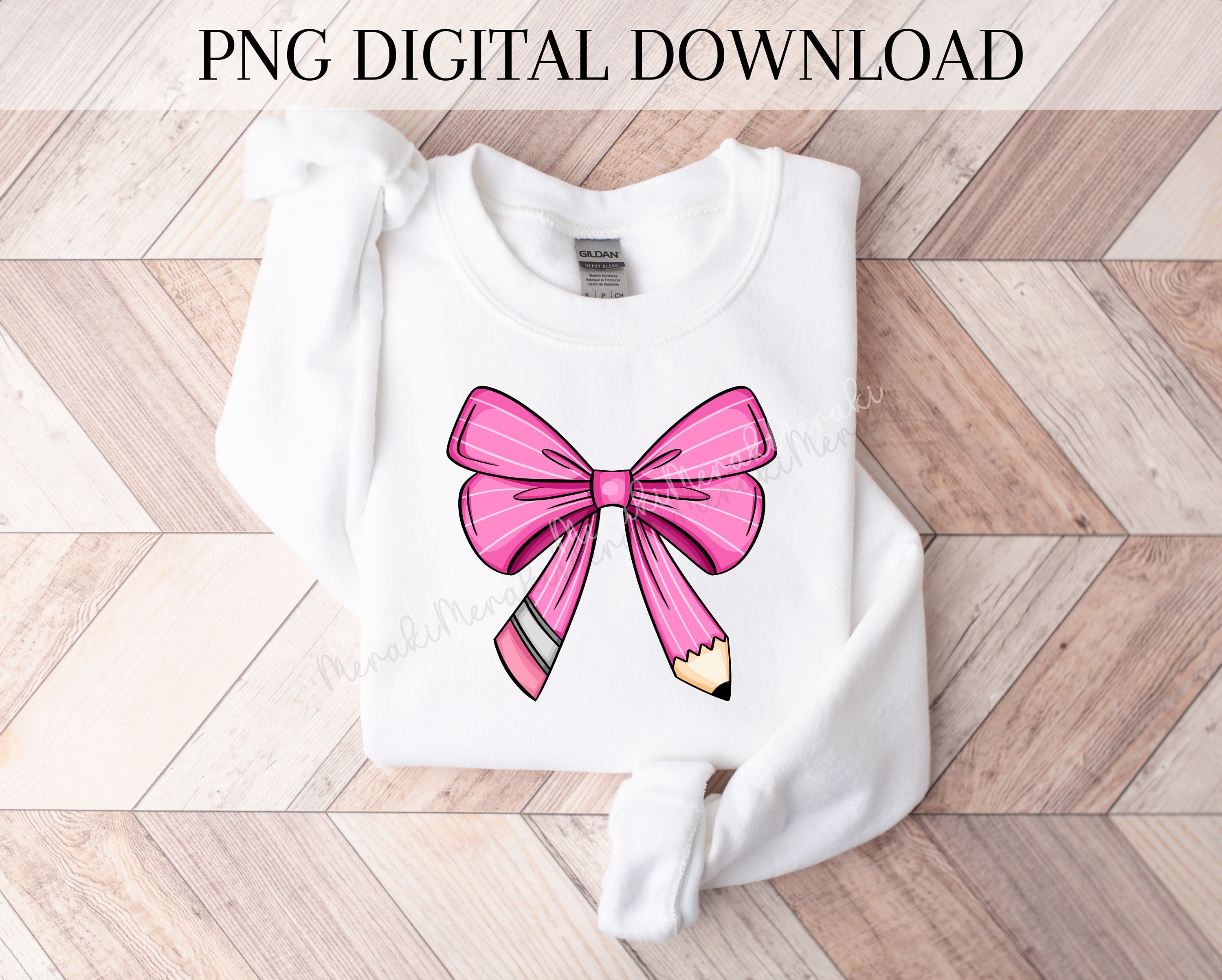 Pencil Coquette Bow PNG Teacher Vibes School Clipart, Bow Png, Back to ...