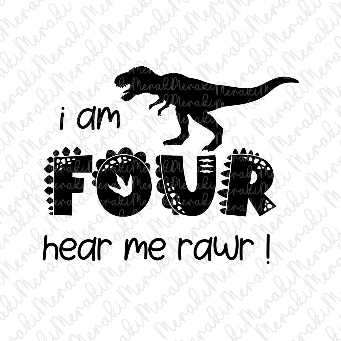 I Am Four Hear Me Rawr Png 4th Birthday Dinosaur PNG 4th - Etsy