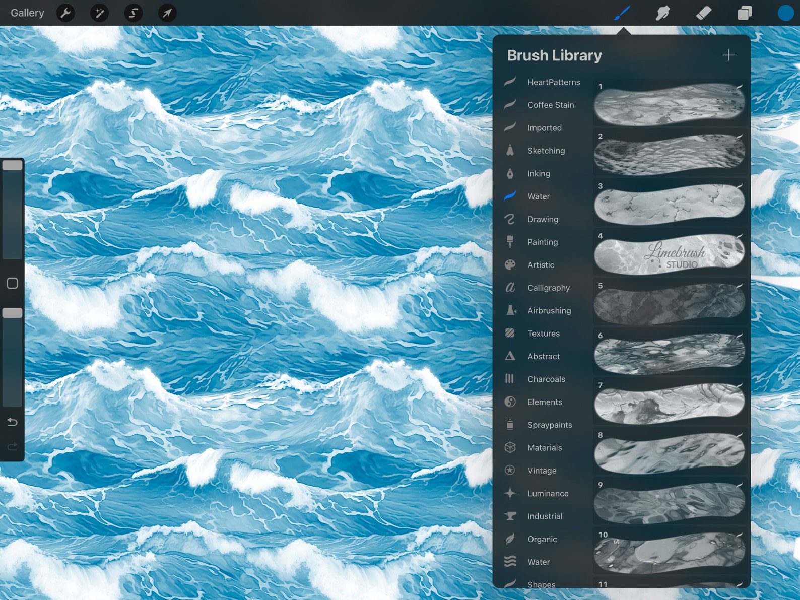 Water Texture Procreate Brushes | Realsitic Water Seamless Surface | 60 ...