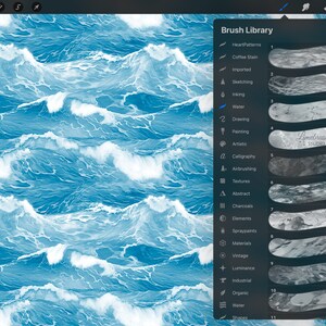 Water Texture Procreate Brushes | Realsitic Water Seamless Surface | 60 ...