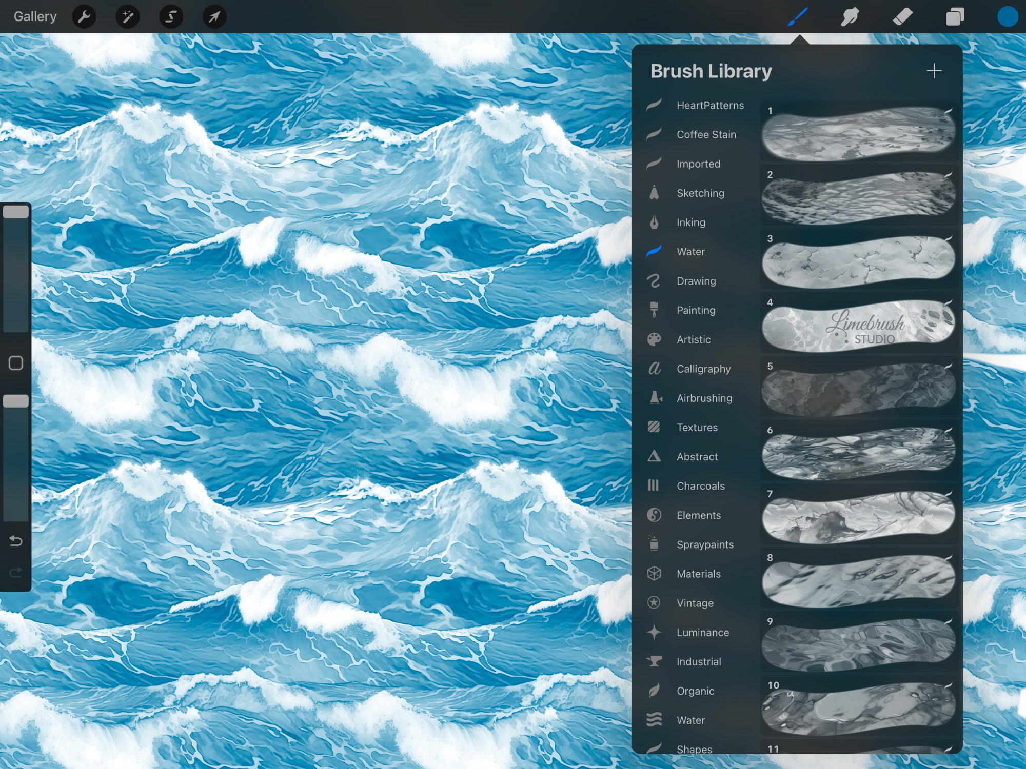 Water Texture Procreate Brushes | Realsitic Water Seamless Surface | 60 ...