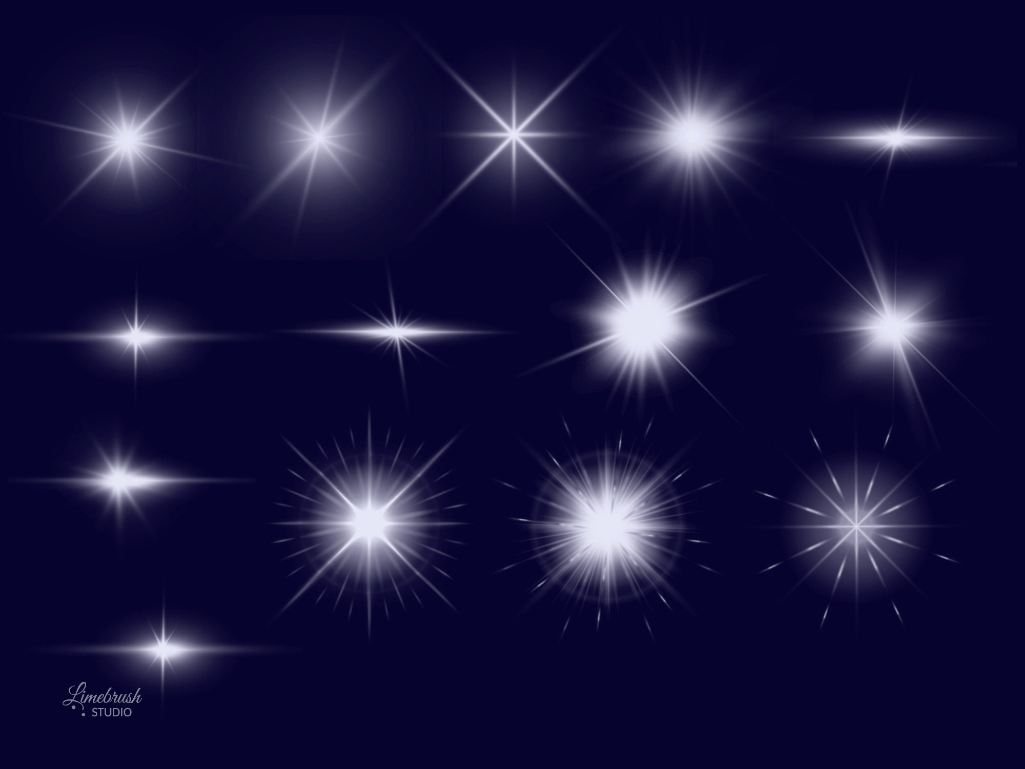 50 Light Effect Stamps for Procreate | Realistic Starburst and Bright ...