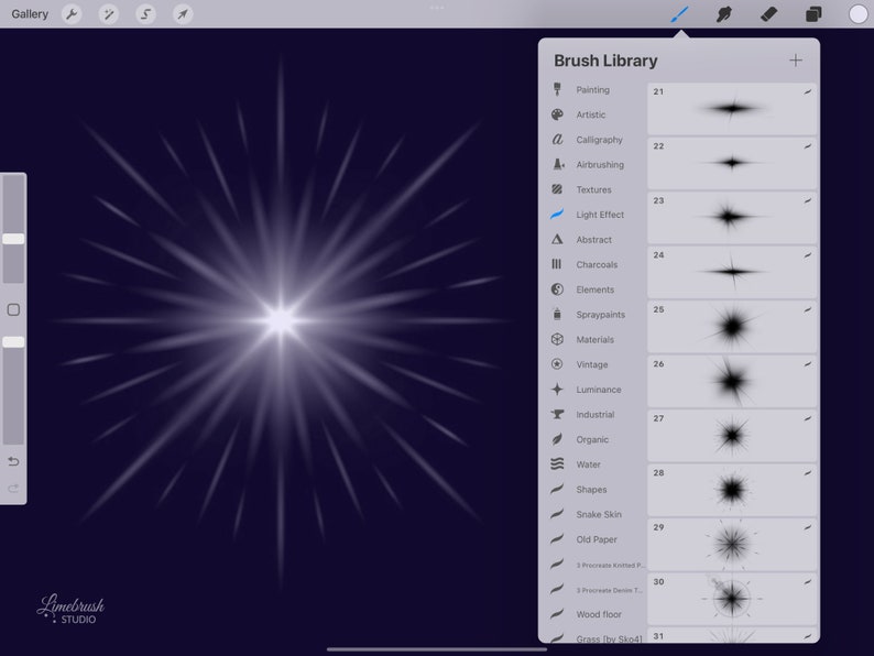 50 Light Effect Stamps for Procreate | Realistic Starburst and Bright ...