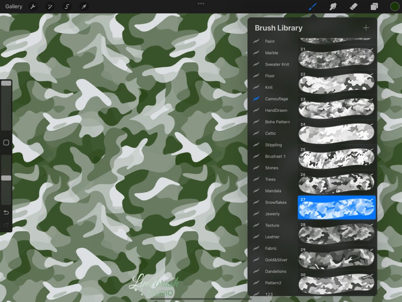 Procreate Camouflage Pattern Brushes 30 Textures Seamless Pattern ...