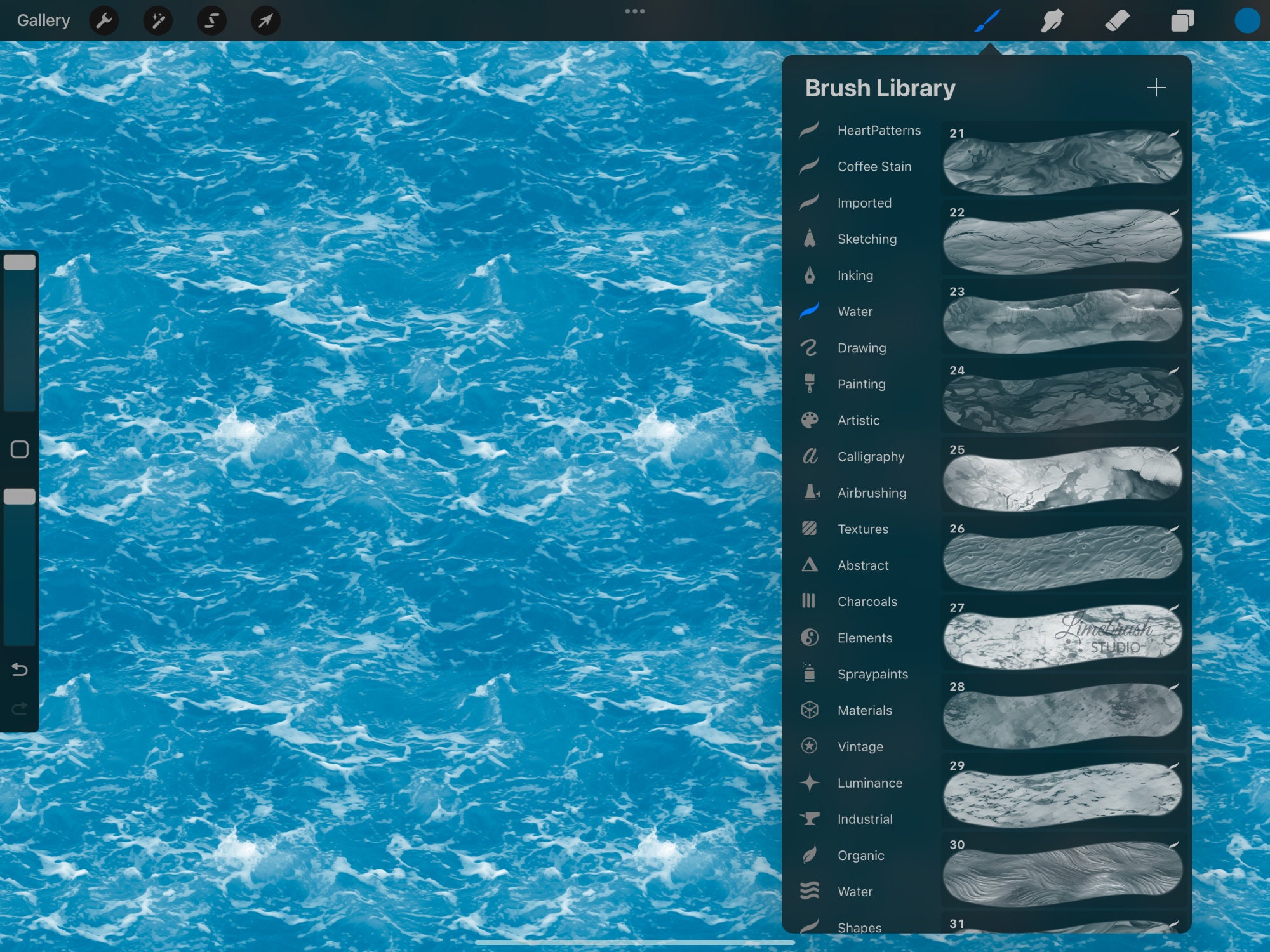 Water Texture Procreate Brushes | Realsitic Water Seamless Surface | 60 ...