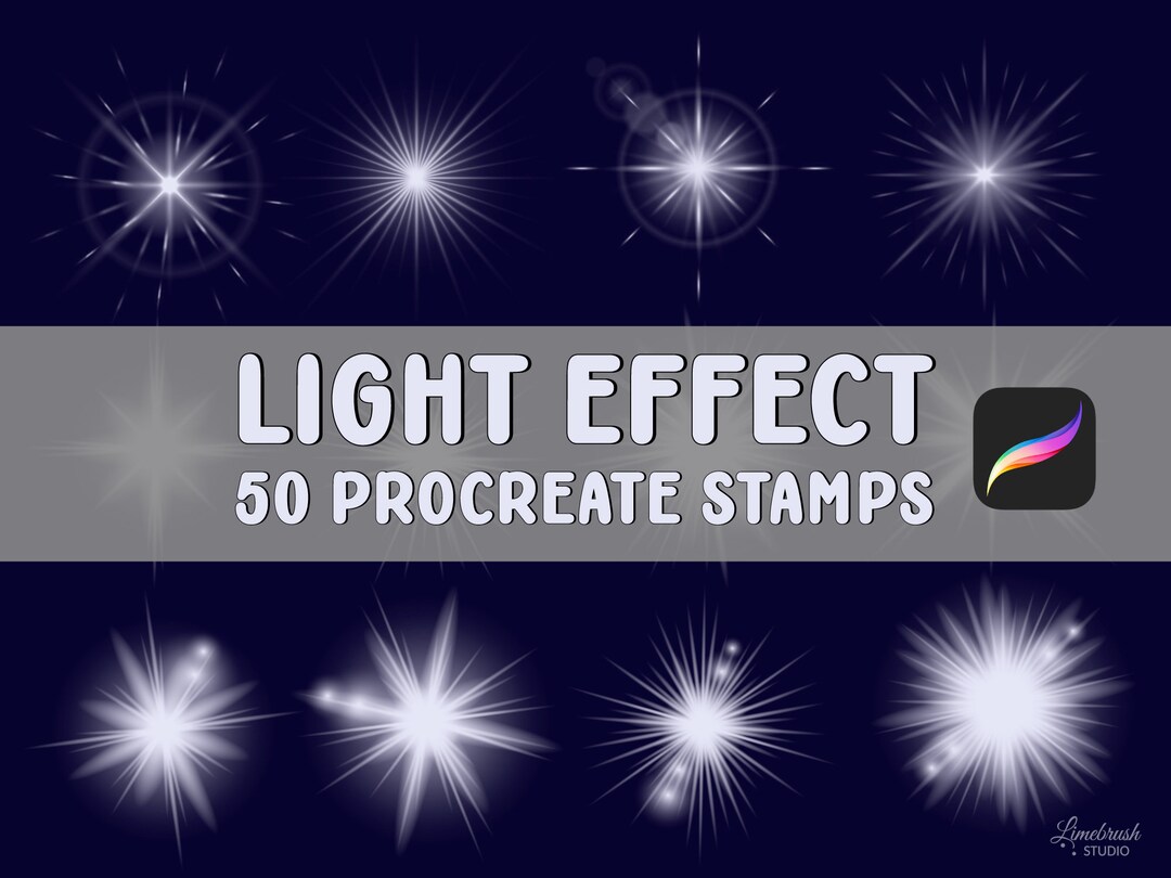 50 Light Effect Stamps for Procreate | Realistic Starburst and Bright ...
