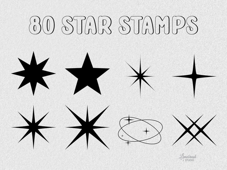Star Procreate Stamps | 90 Twinkling Stars and Sparkles for Procreate ...