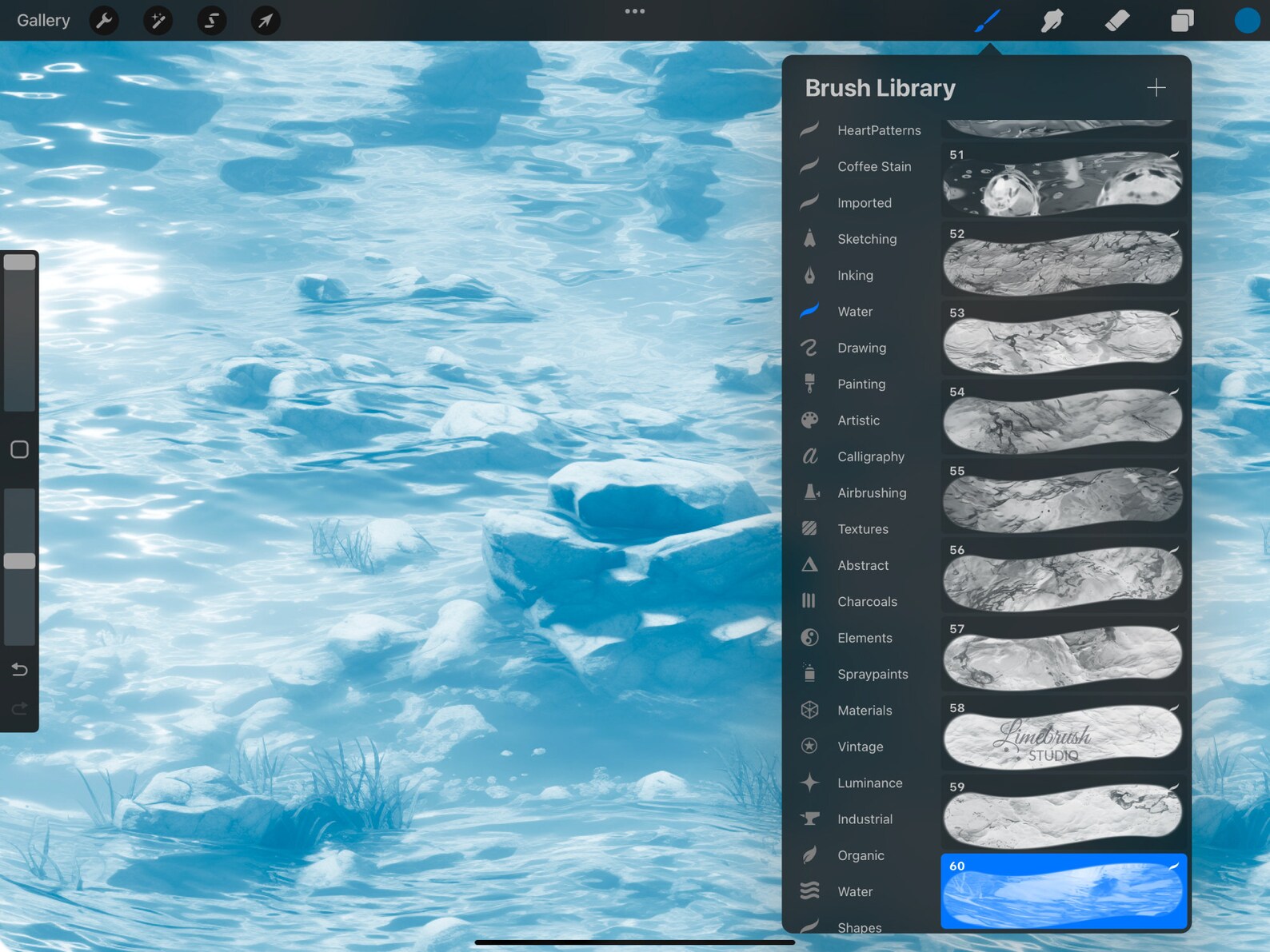Water Texture Procreate Brushes | Realsitic Water Seamless Surface | 60 ...