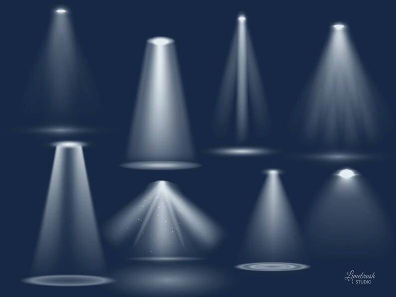 50 Spotlight Effect Stamps for Procreate | Scene Illumination and ...