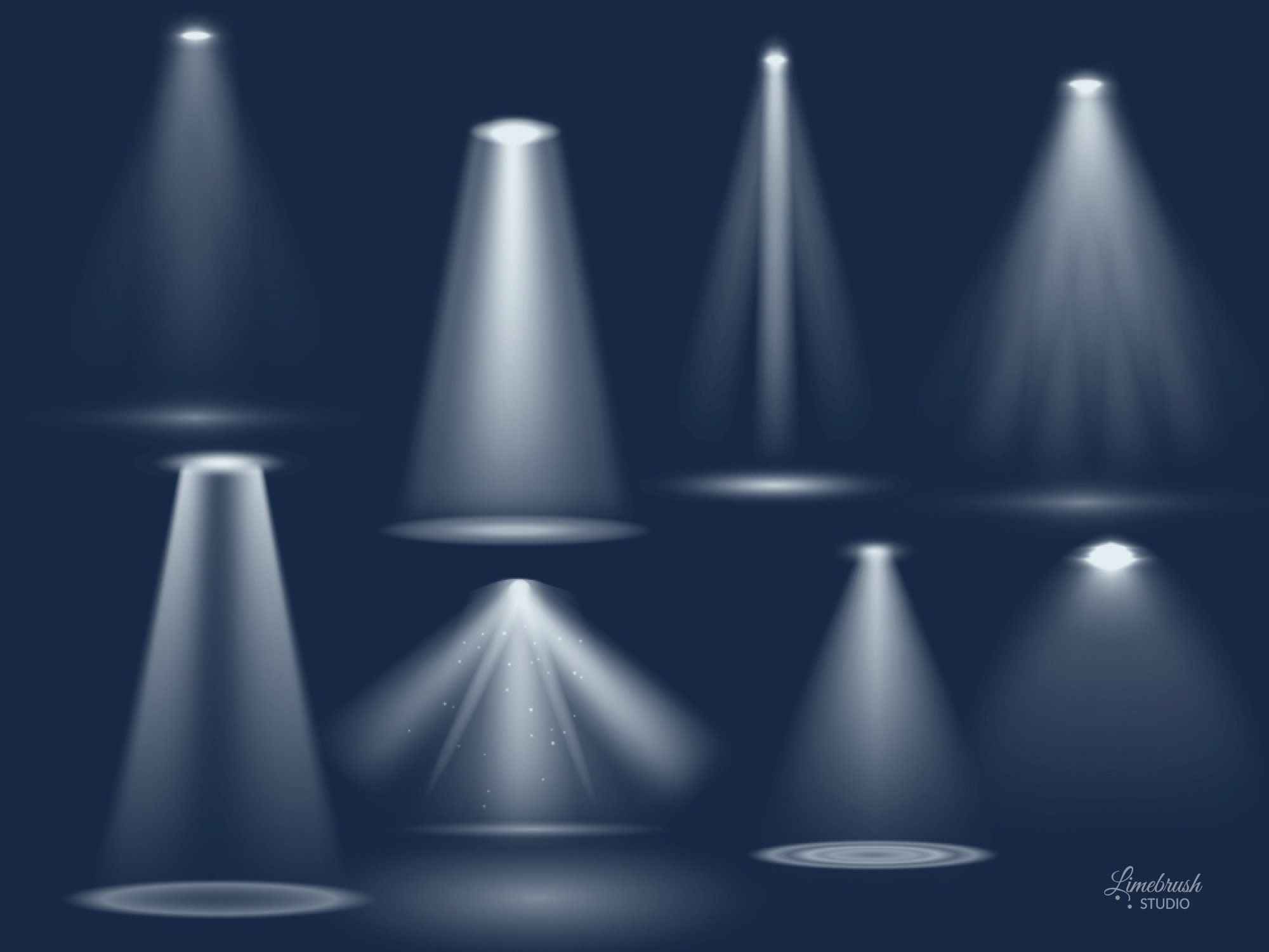 50 Spotlight Effect Stamps for Procreate | Scene Illumination and ...