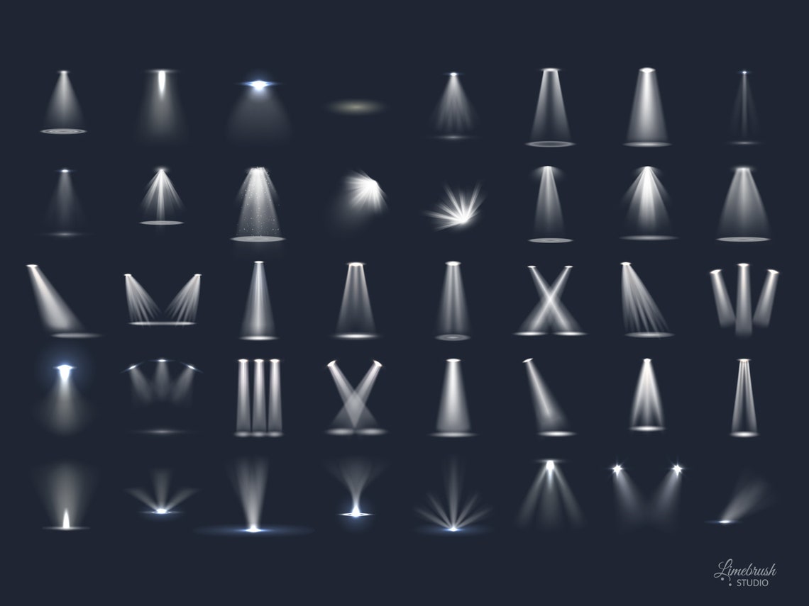 50 Spotlight Effect Stamps for Procreate | Scene Illumination and ...