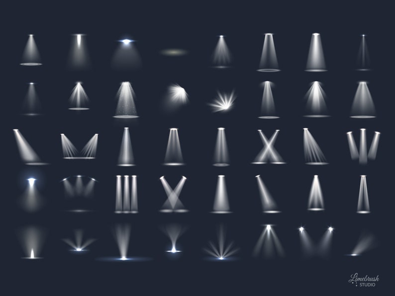 50 Spotlight Effect Stamps for Procreate | Scene Illumination and ...