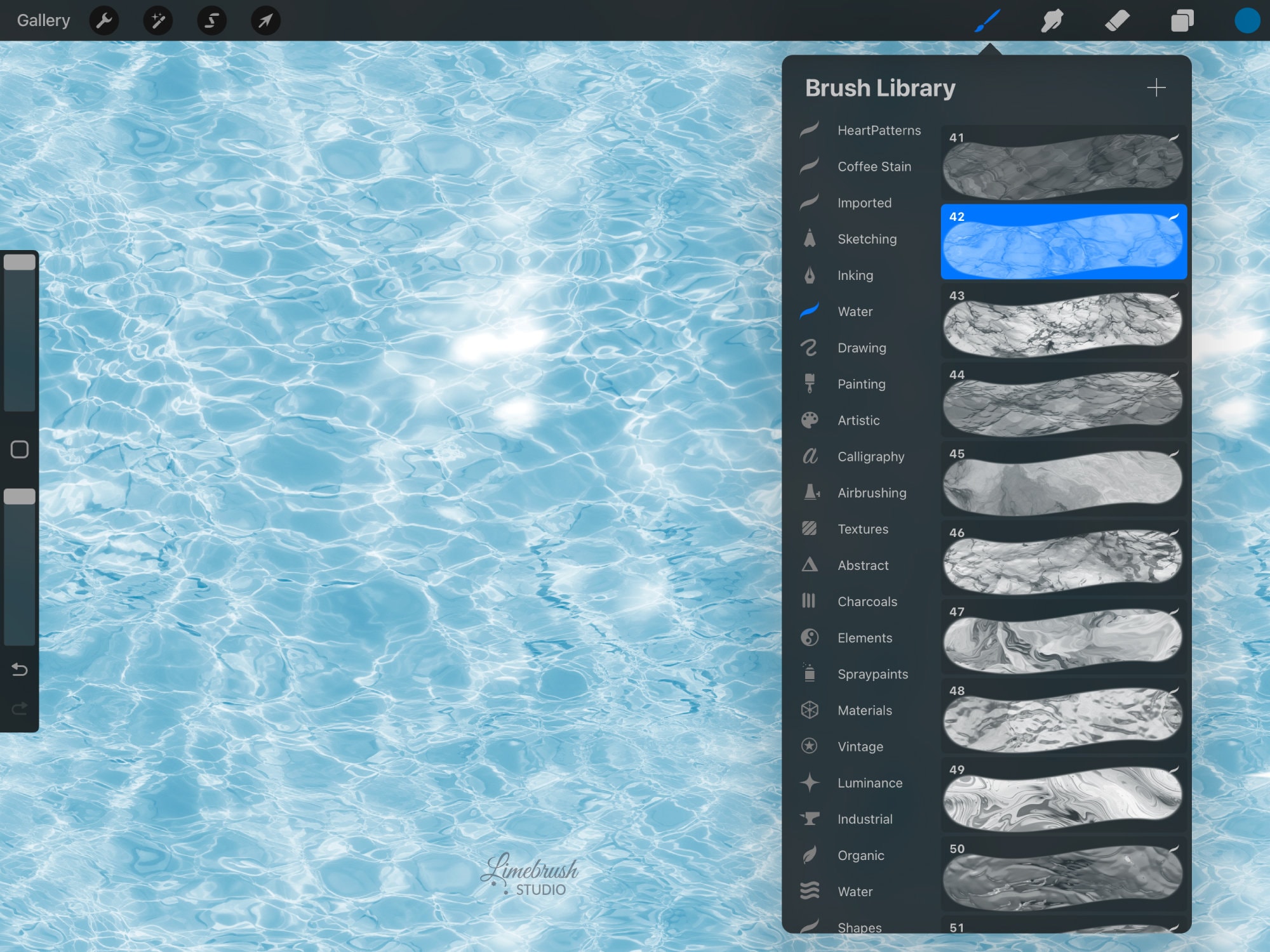 Water Texture Procreate Brushes | Realsitic Water Seamless Surface | 60 ...