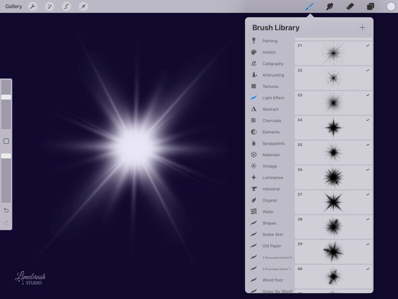 50 Light Effect Stamps for Procreate | Realistic Starburst and Bright ...