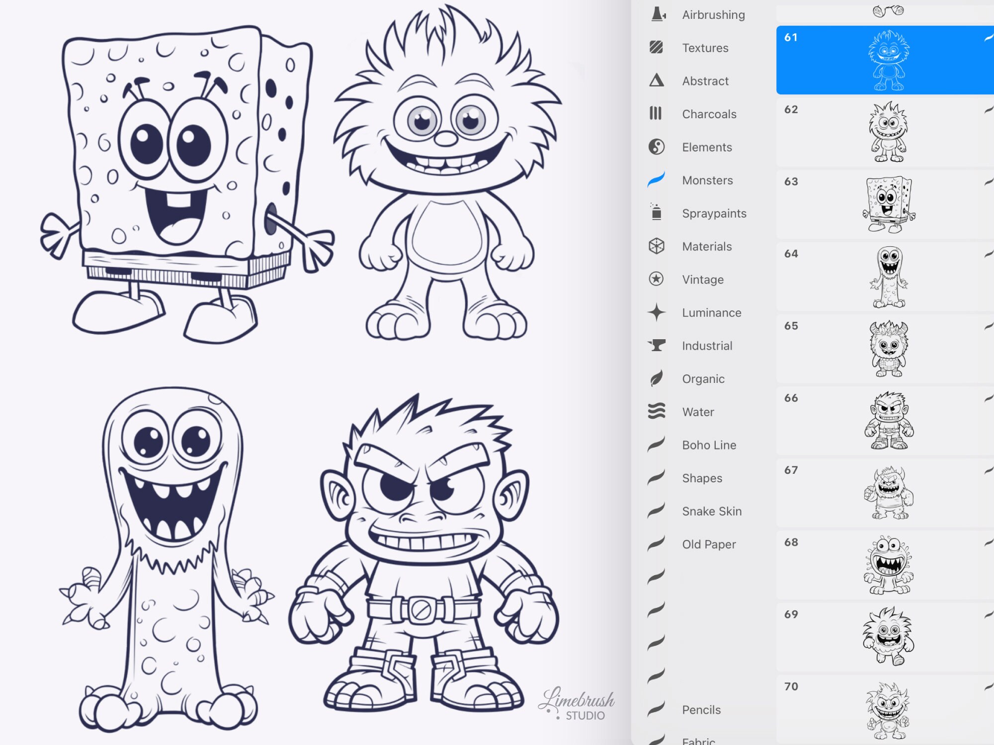 Funny Monsters Procreate Brushes 70 Cute Monster Stamps for Procreate ...