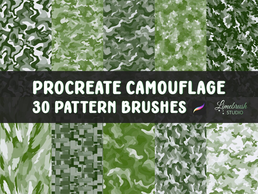 Procreate Camouflage Pattern Brushes 30 Textures Seamless Pattern ...