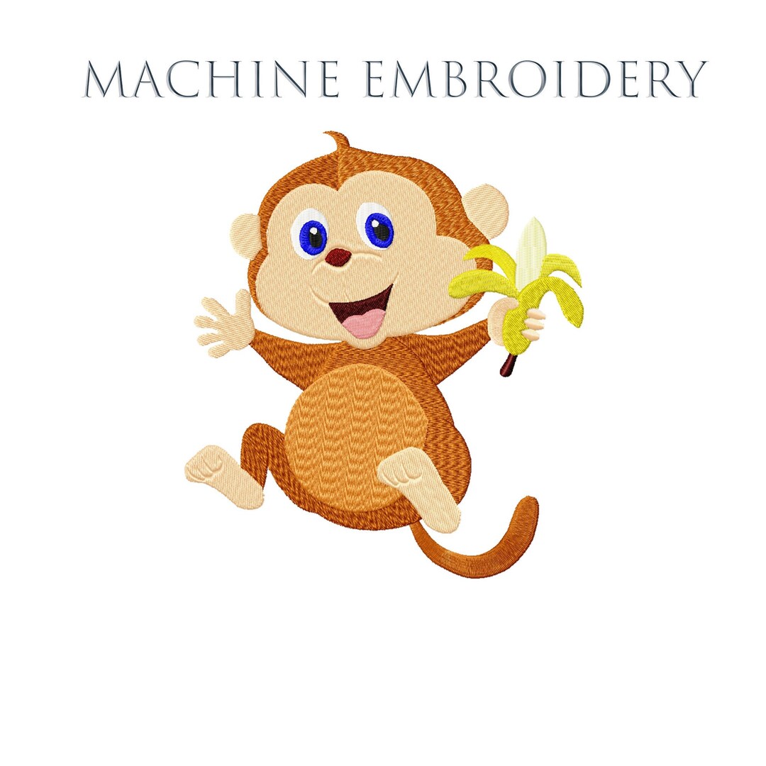 Baby Monkey Machine Embroidery Designanimal Embroidery - Etsy