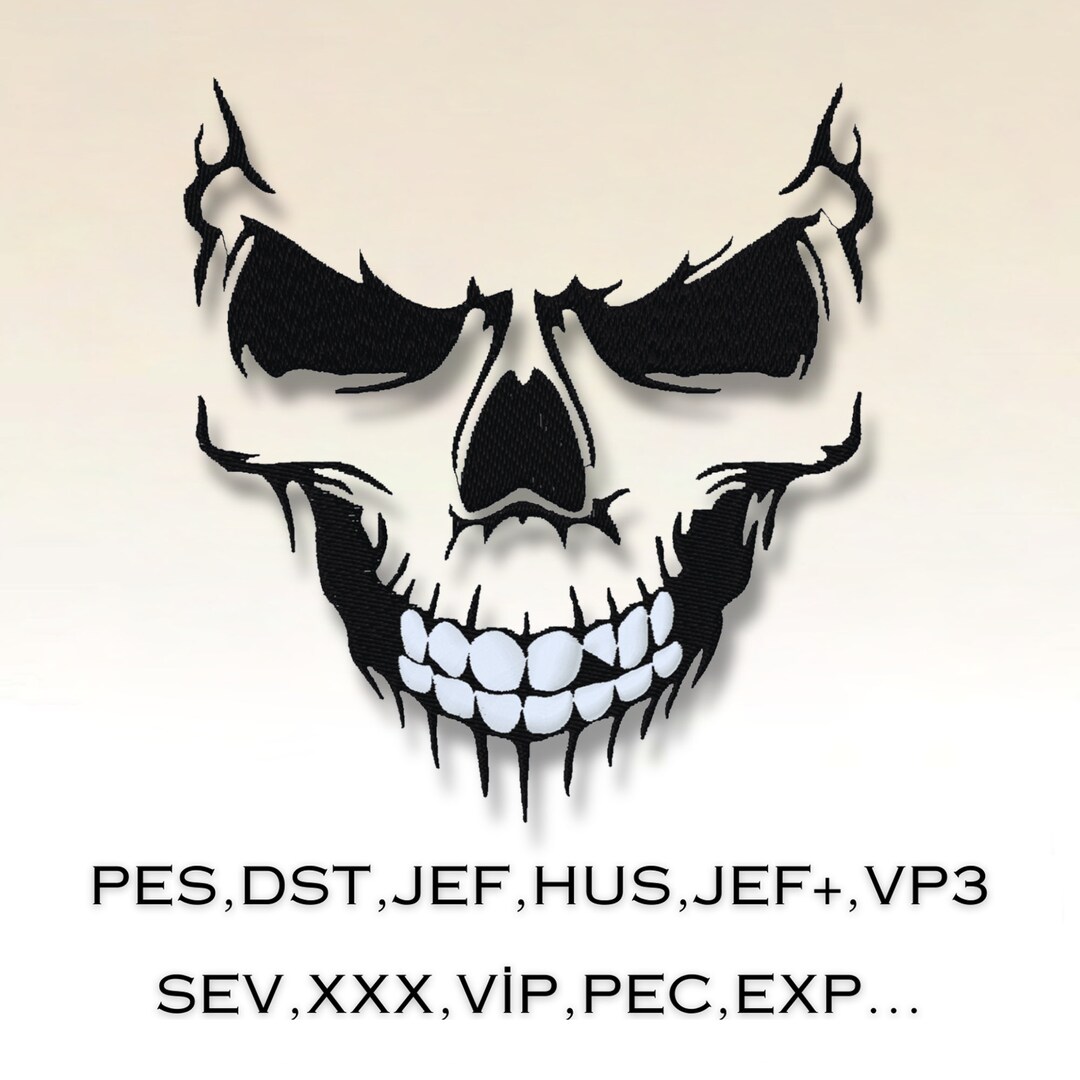 Skull Machine Embroidery Design Halloween Skeleton File, Instant ...