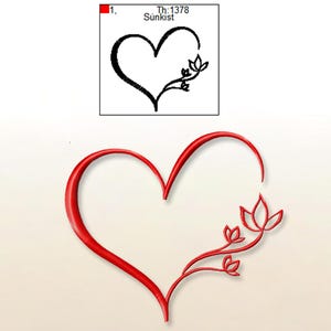Flower Heart Machine Embroidery Design,diy Machine Embroidery,one Clor ...
