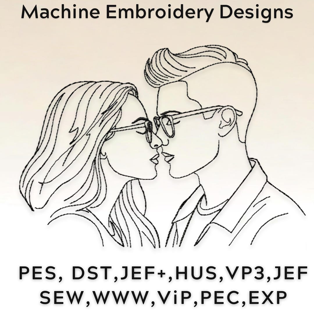 Kissing Couple Machine Embroidery Design, Love Art (digital Download - Etsy