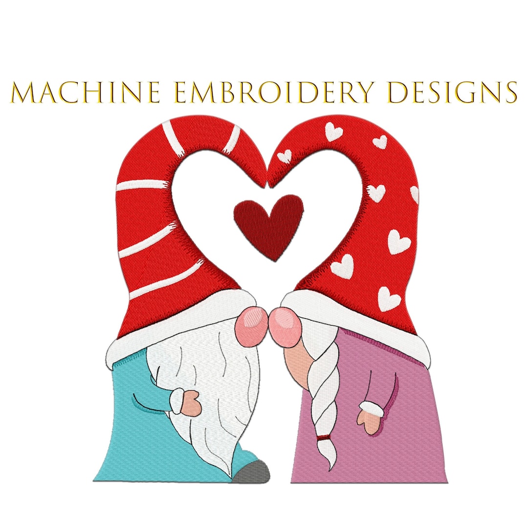 Valentine Gnome Embroidery Design, Happy Valentine's Day Embroidery ...