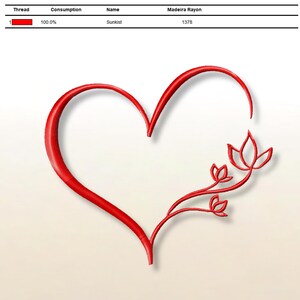Flower Heart Machine Embroidery Design,diy Machine Embroidery,one Clor ...