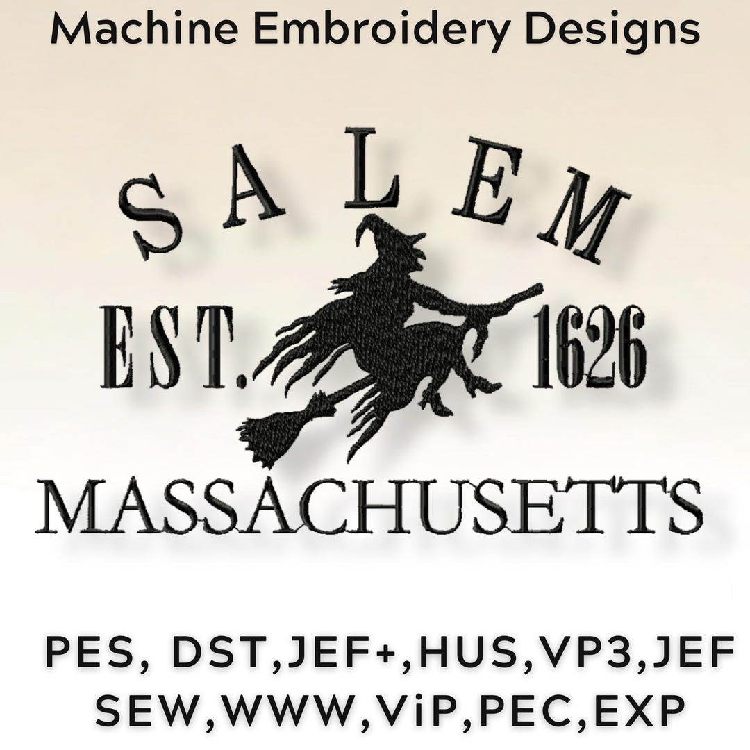 Salem Witch Embroidery Design: Halloween Broomstick (instant Download ...