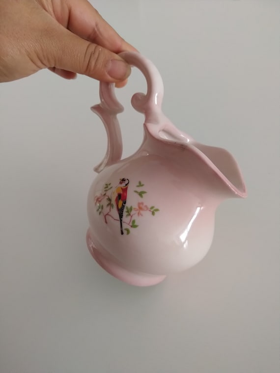 Vintage Ceramic Little Milk Cream Jug Bird Floral Pattern - Etsy