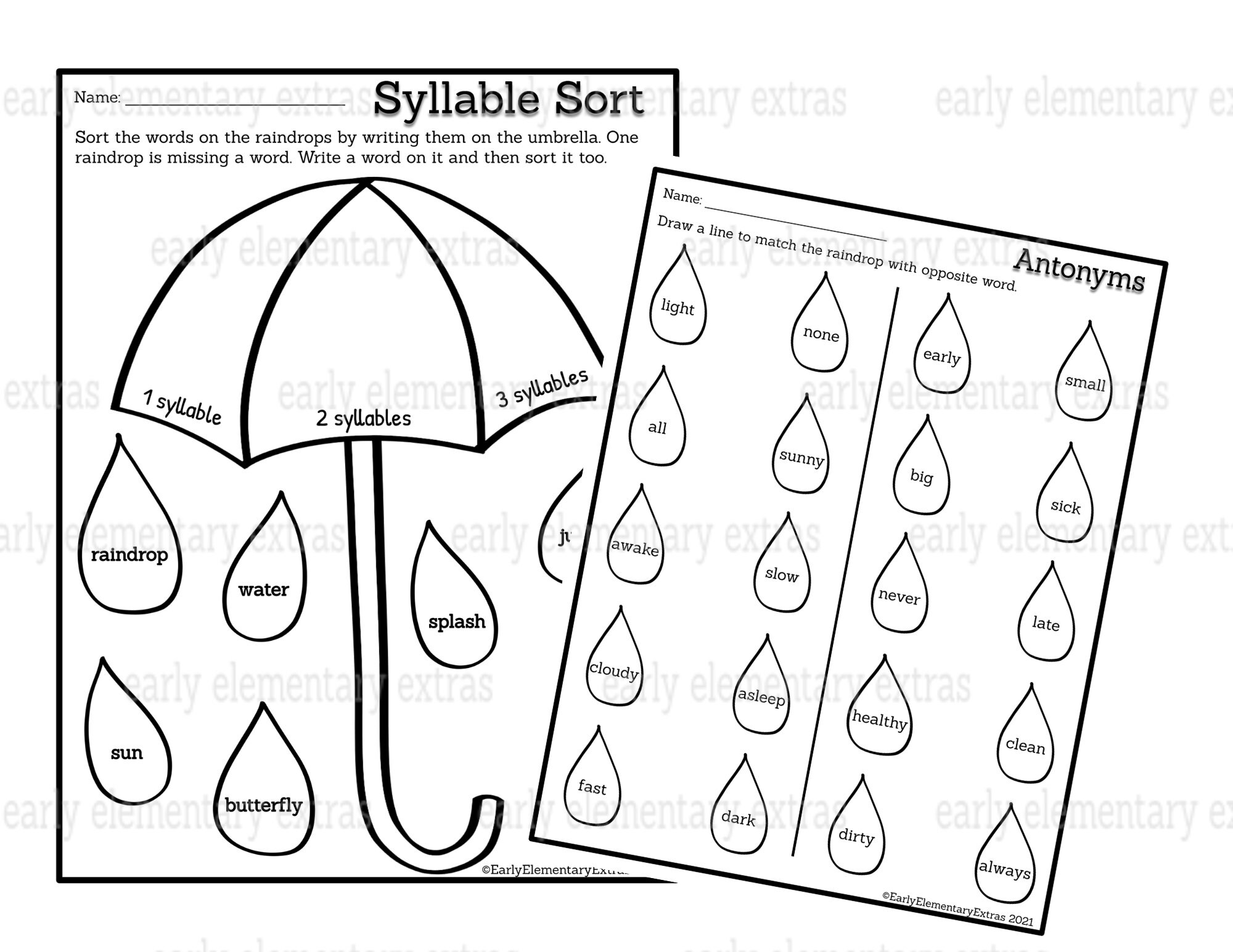 Spring Printable Activities, Rhyming, Synonyms, Antonyms, Syllables ...
