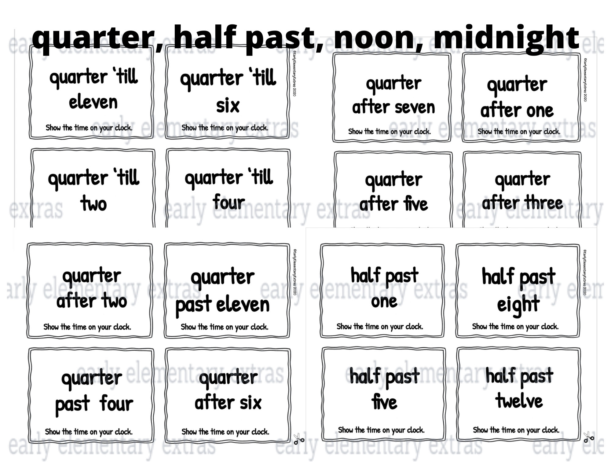Telling Time Printable Center, Tell Time to the Hour, Half Hour, and ...