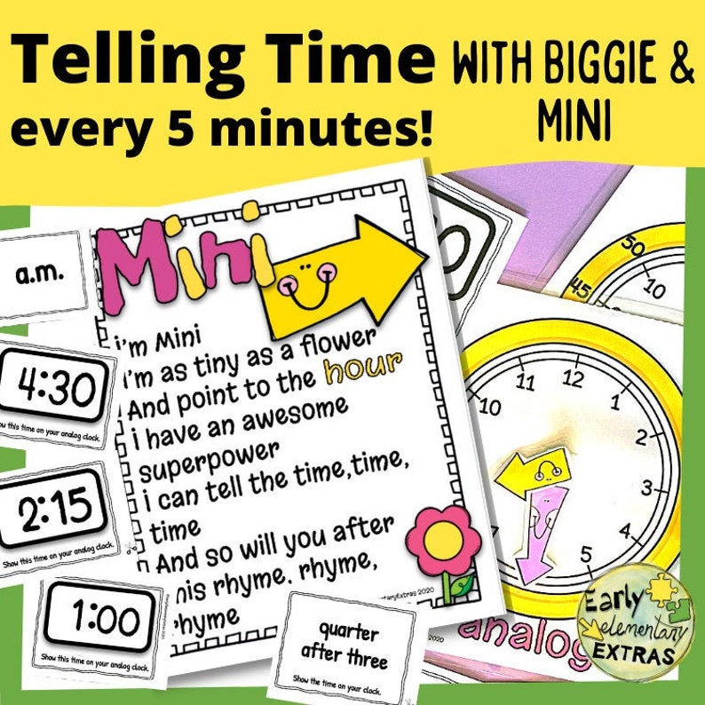 Telling Time Printable Center, Tell Time to the Hour, Half Hour, and ...