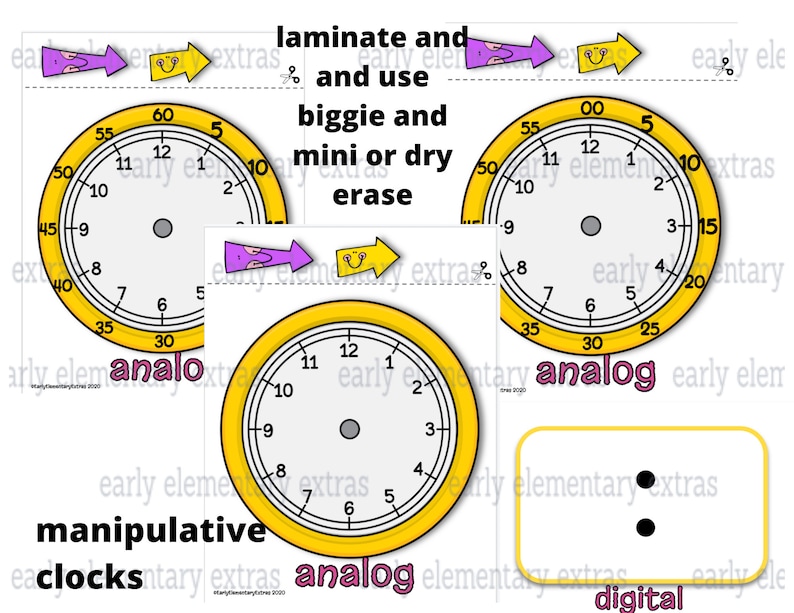 Telling Time Printable Center, Tell Time to the Hour, Half Hour, and ...