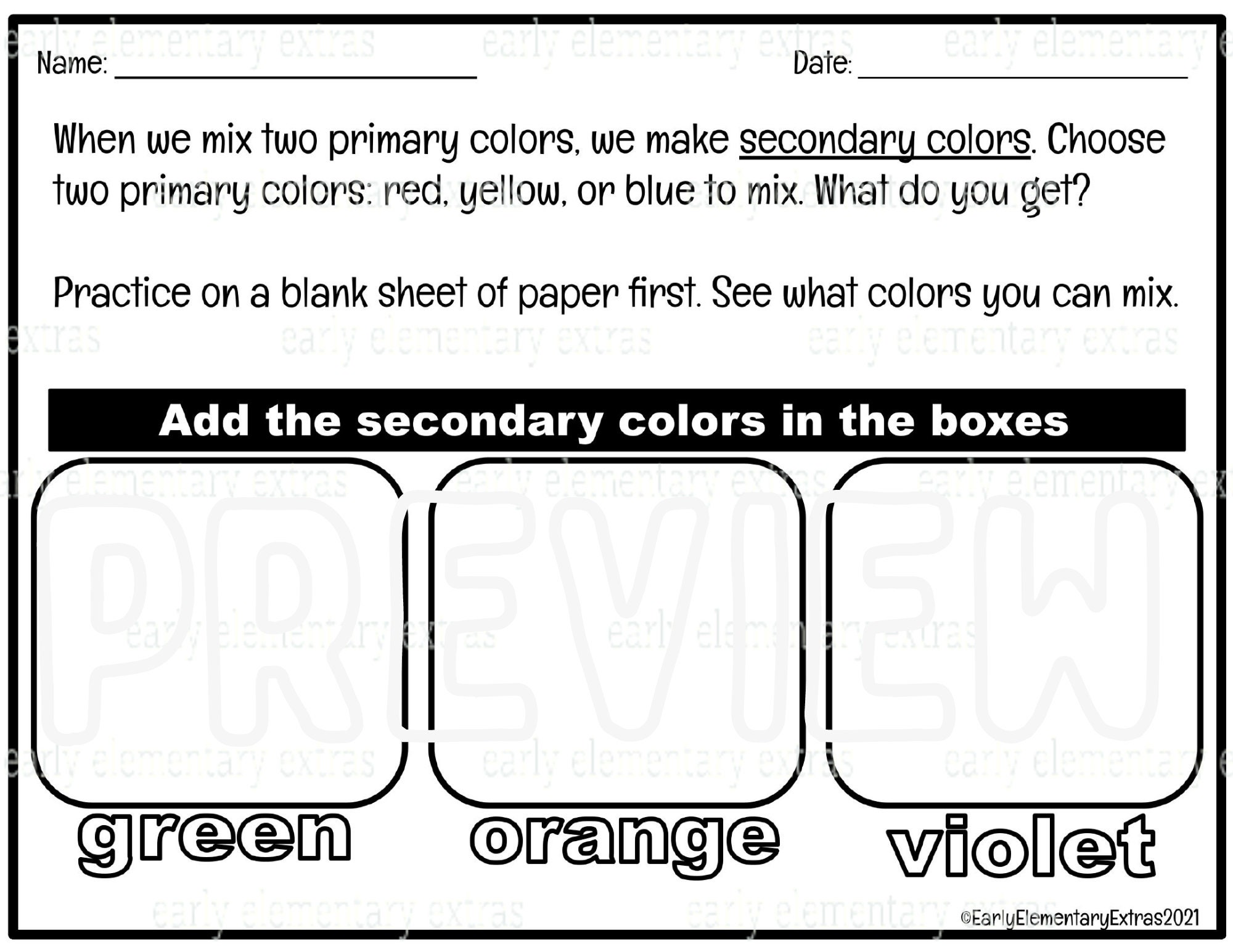 Color Mixing Printables, Worksheets, Charts, Mixing Mats, Primary ...