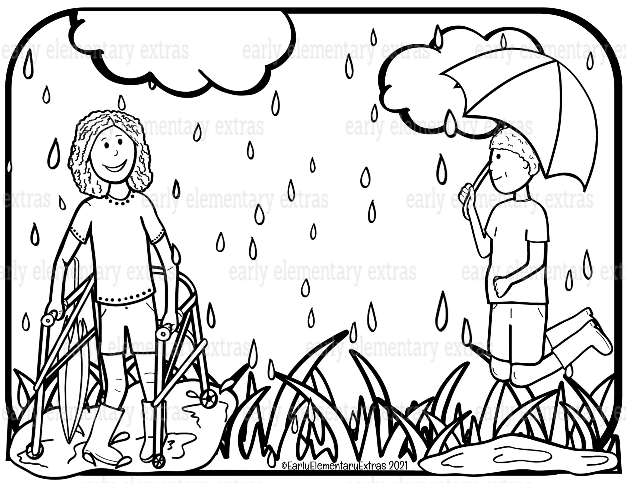 Spring Coloring Pages for Kids, April Showers, Writing Paper, Lined ...