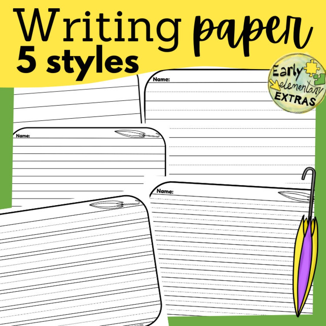 Spring Coloring Pages for Kids, April Showers, Writing Paper, Lined ...