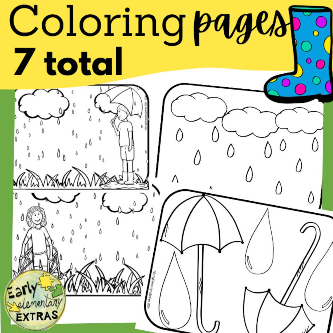 Spring Coloring Pages for Kids, April Showers, Writing Paper, Lined ...
