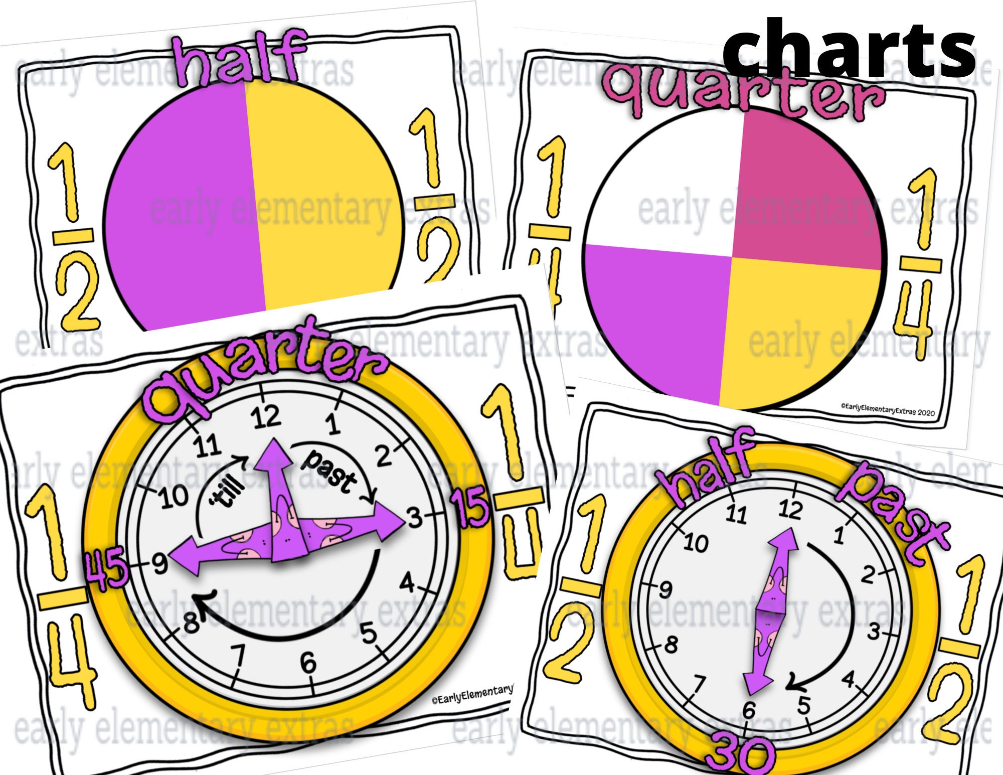 Telling Time Printable Center, Tell Time to the Hour, Half Hour, and ...