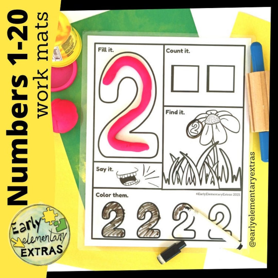 Numbers 1-20 Learning Mats for Counting to 20 With Play Dough and ...
