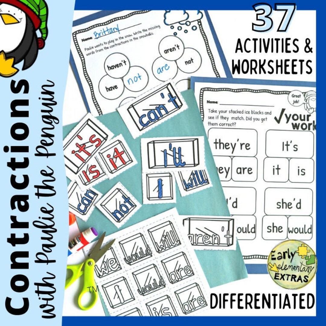 Contractions Worksheets and Activities, Printable Contraction Charts ...