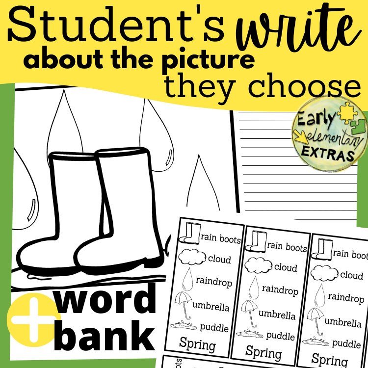 Spring Coloring Pages for Kids, April Showers, Writing Paper, Lined ...