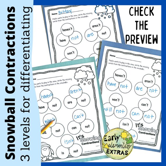 Hoja De Trabajo De Contracciones Y Posesivos 887278 | Las