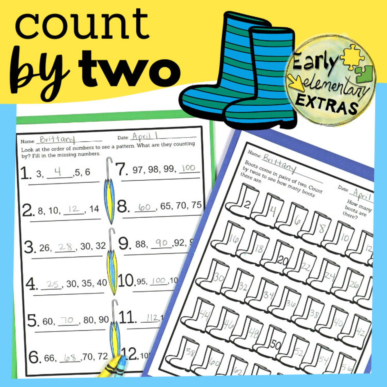 Skip Counting by 2, 5, 10 to 120, Counting Worksheets, Spring ...