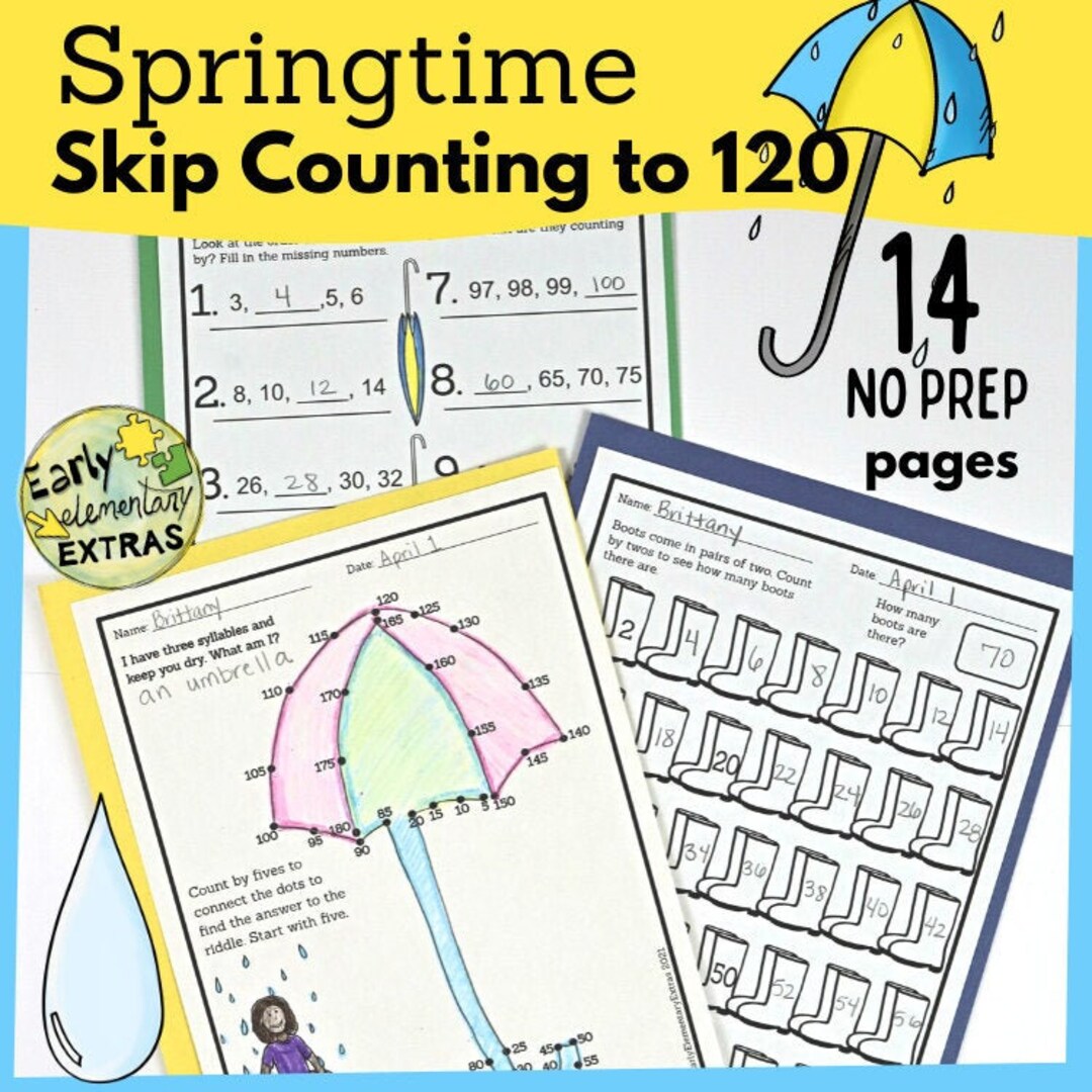 Skip Counting by 2 5 10 to 120 Counting Worksheets Spring - Etsy