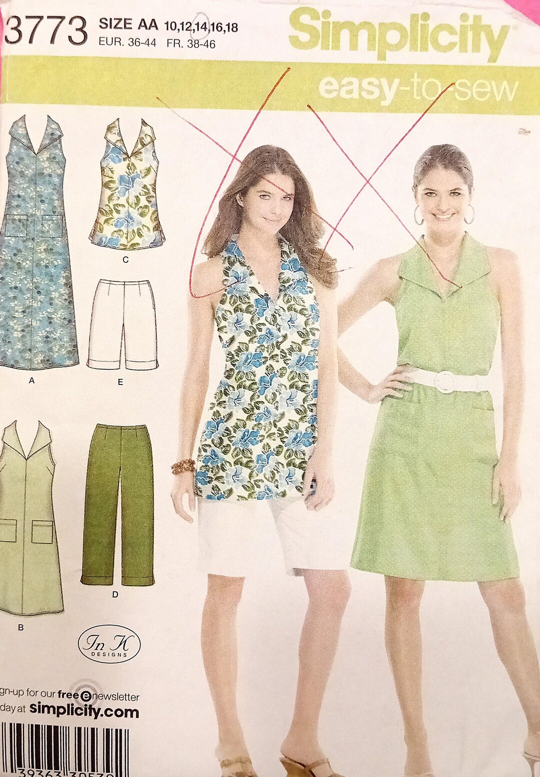 SIMPLICITY Pattern 3773 - Women's Dress - Top With Collar and Cropped ...