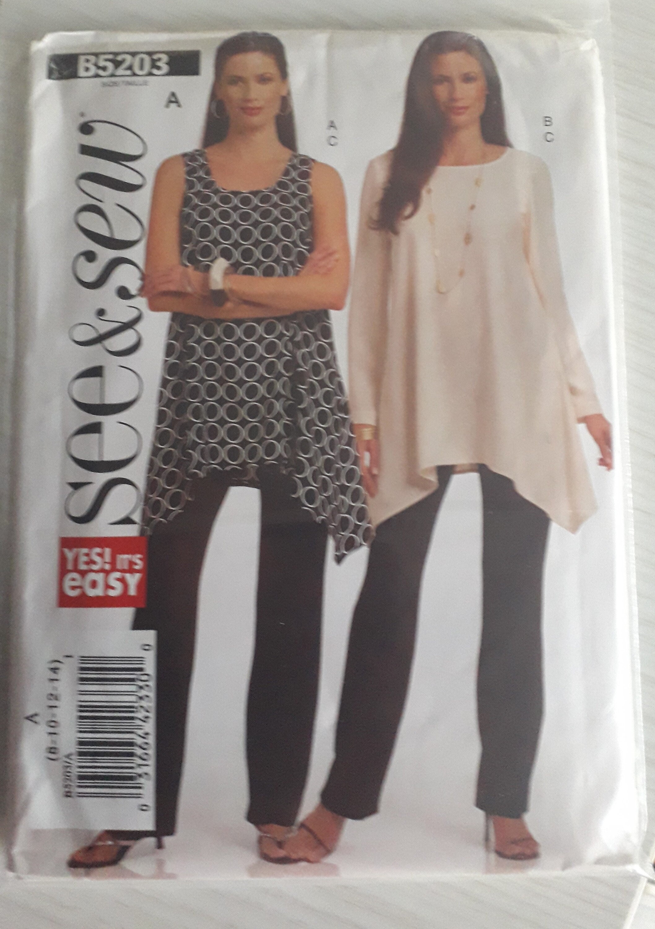 See and Sew Pattern B5203 Vintage Women's Tunics and Pants Sizes 8 10 ...