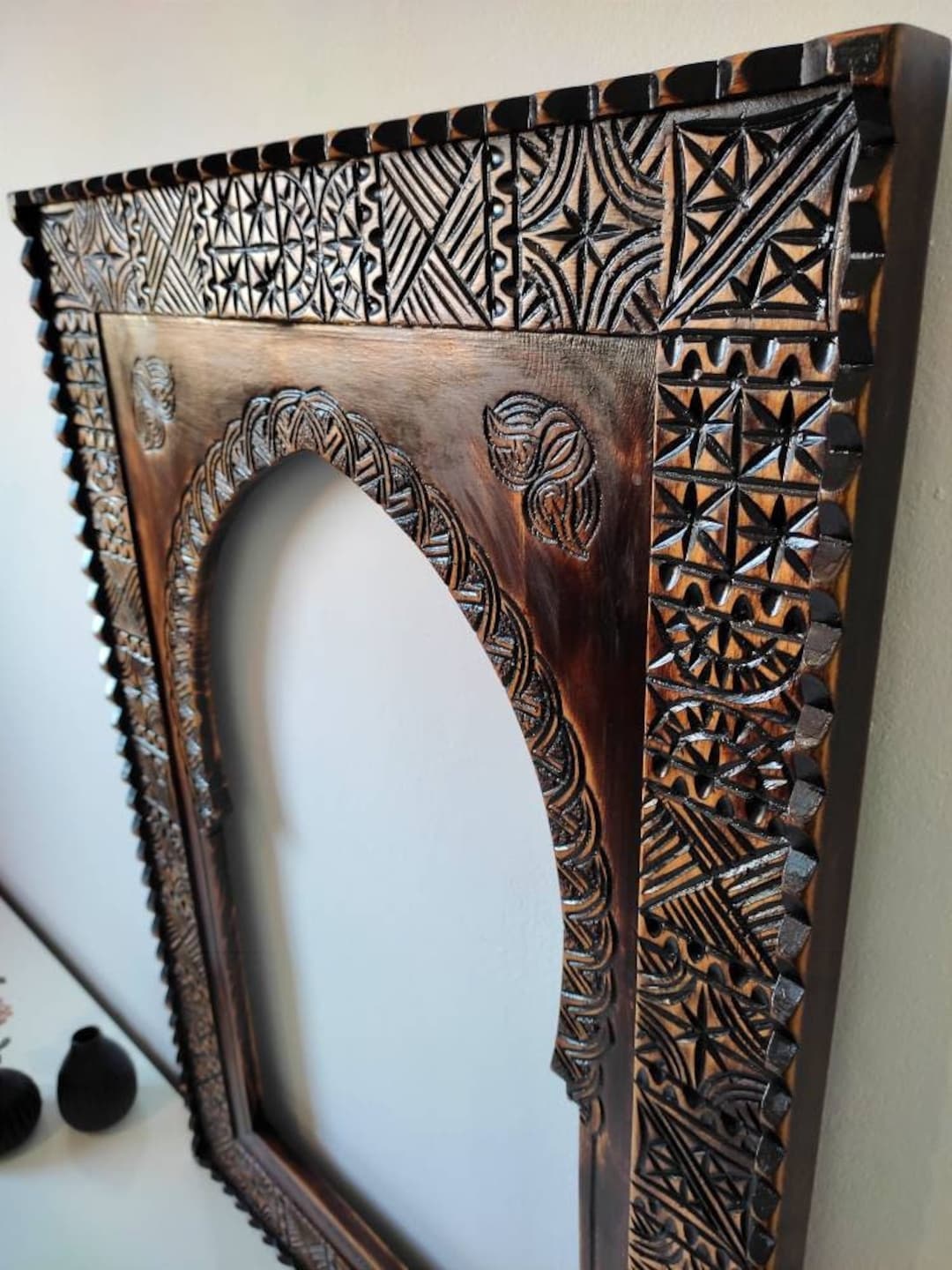 Customized Hand Carved Wooden Mirror Frame, Moroccan Vintage Style ...