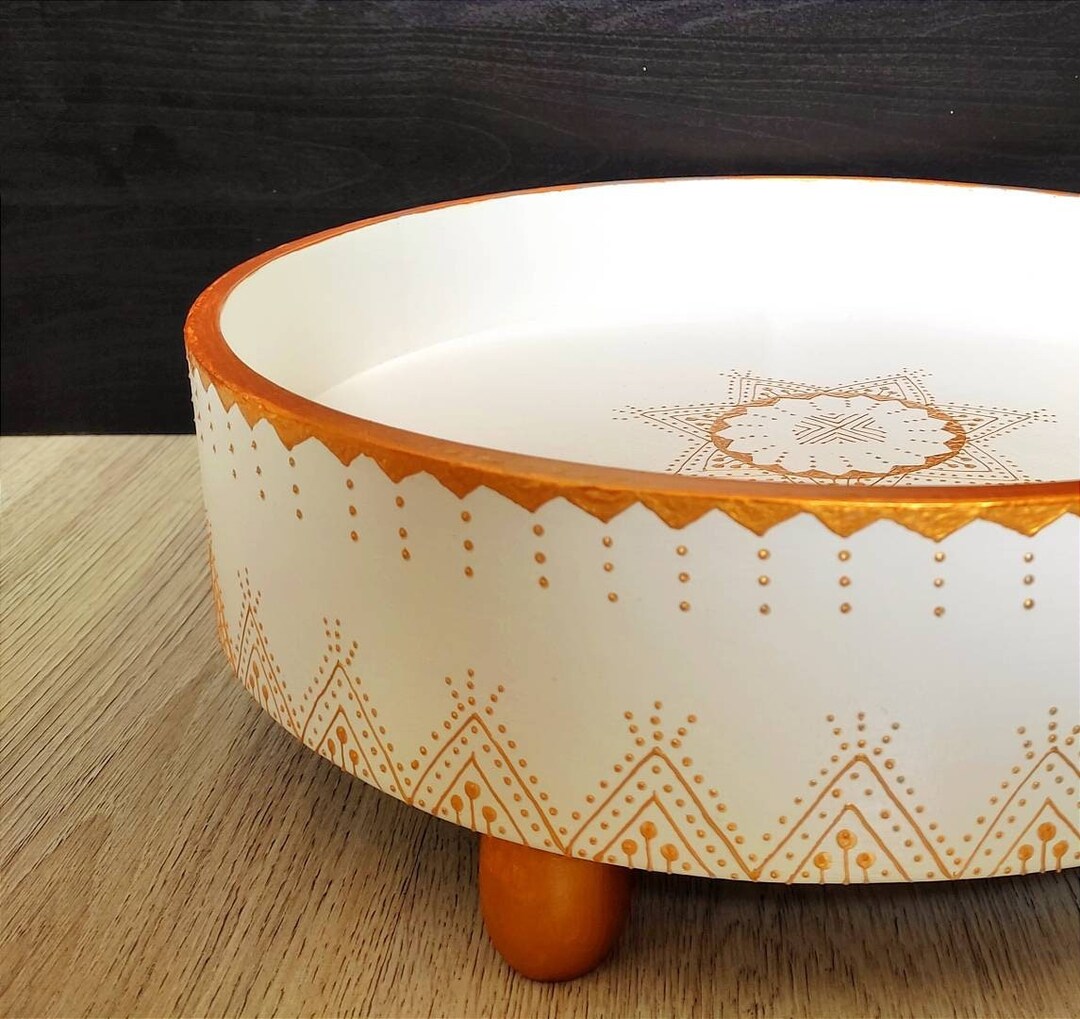 Handmade Moroccan Wooden Low Table, Hand-painted Moroccan Wooden Tray ...