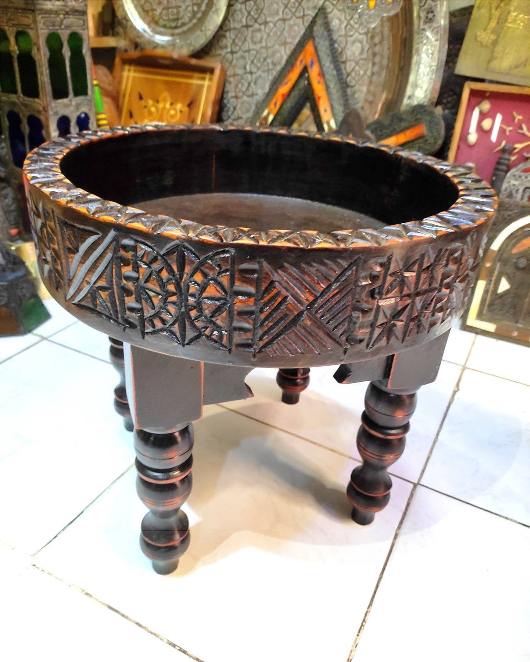 Handcarved Arabian Side Tea Table Vintage Style Wood Table - Etsy