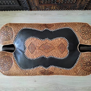 Black Arabesque Stool, Camel Saddle Stool in Moroccan Style With ...